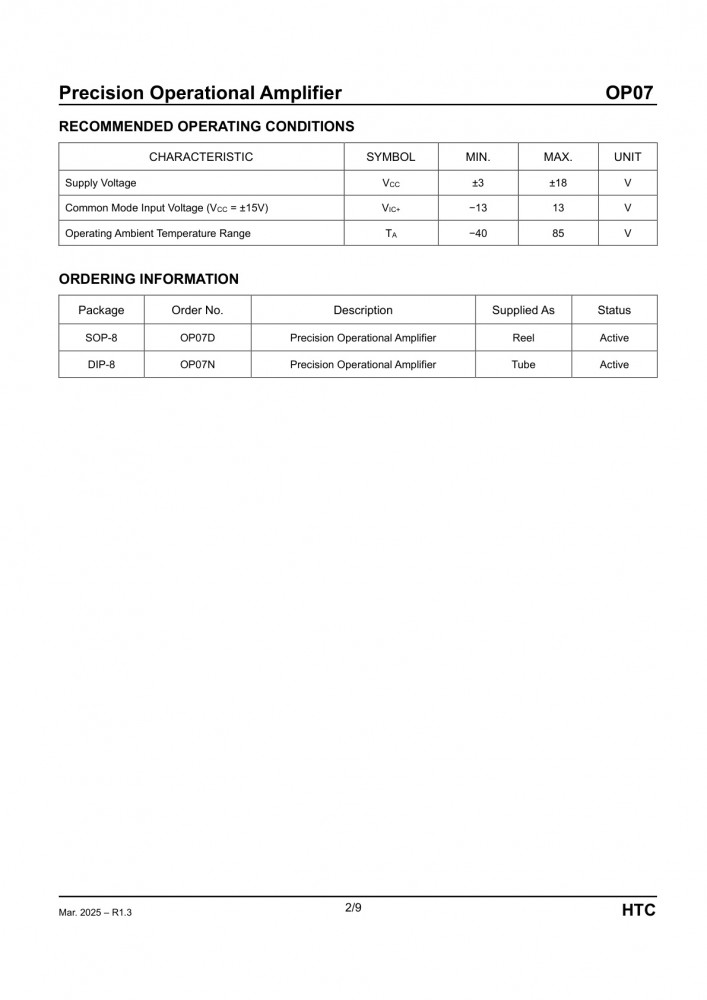 OP07N datasheet page 2