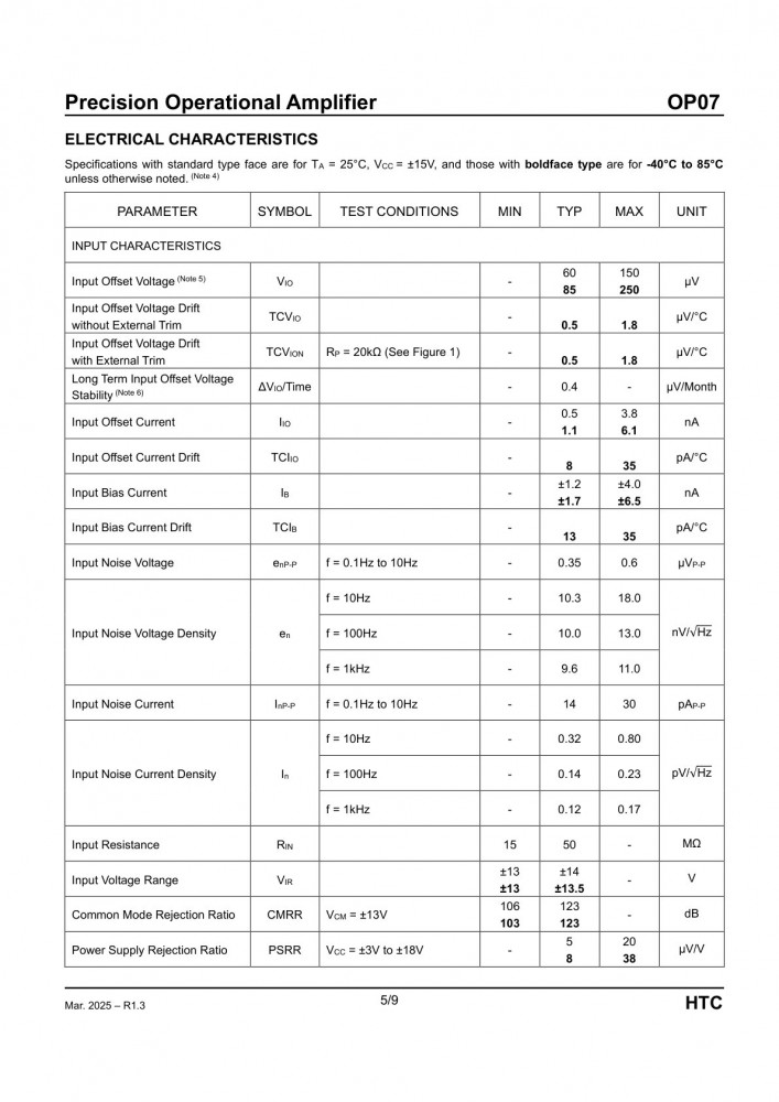 OP07N datasheet page 5