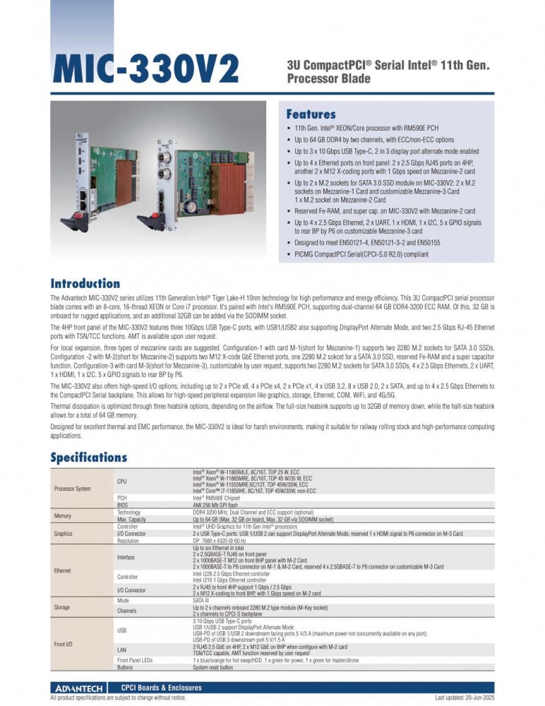 MIC-330V2 technical document preview, page 1