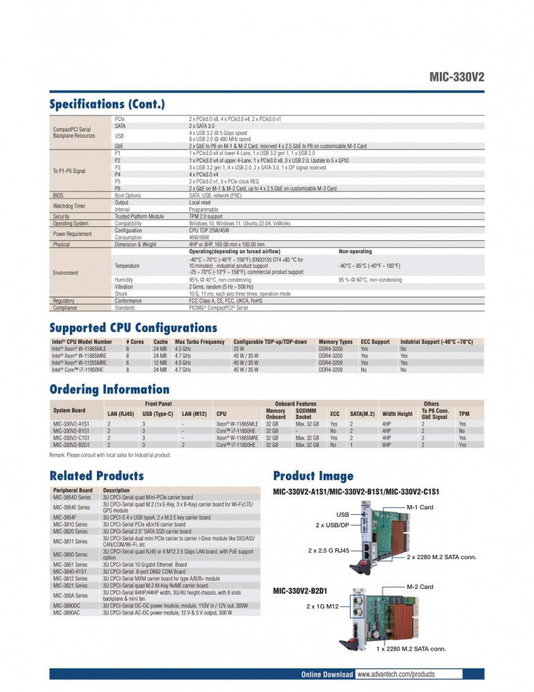 MIC-330V2 technical document preview, page 2
