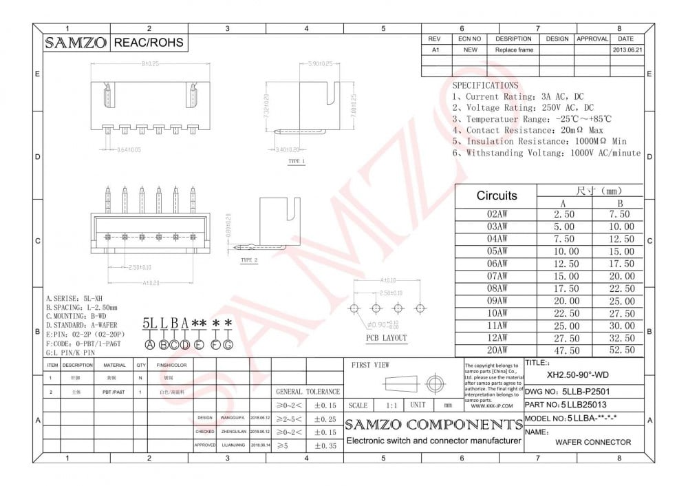SAMZO 5LLBA050L technical drawing preview