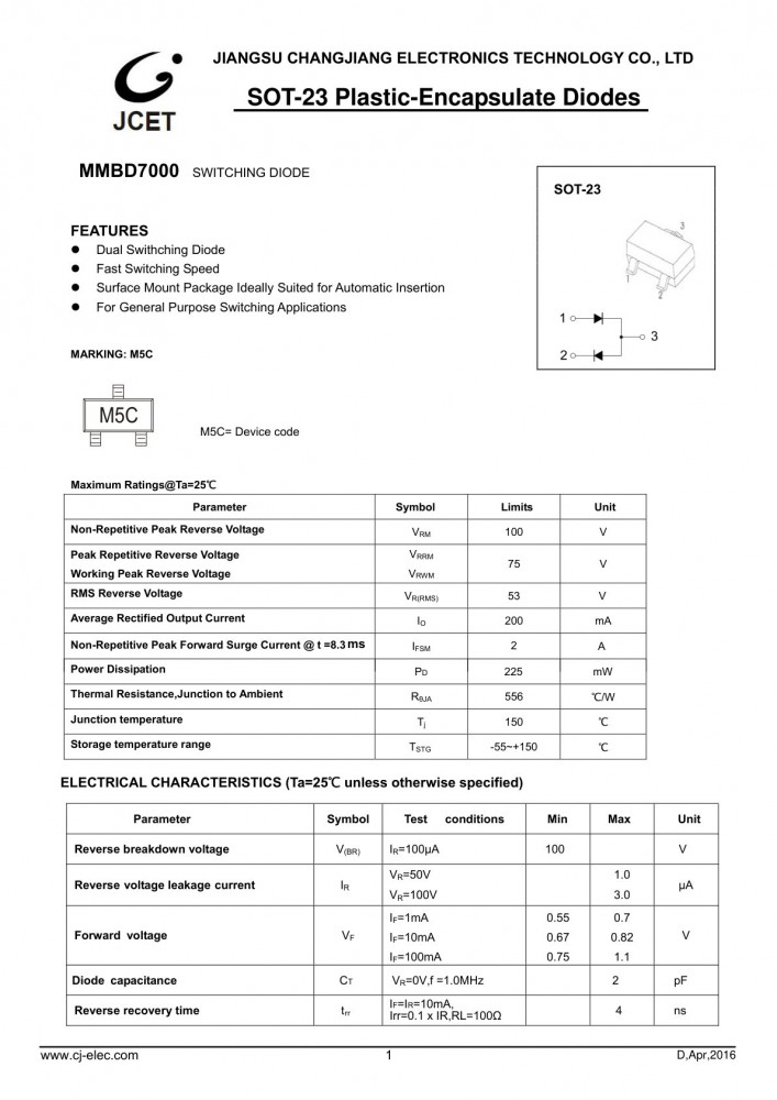 MMBD7000 datasheet page 1