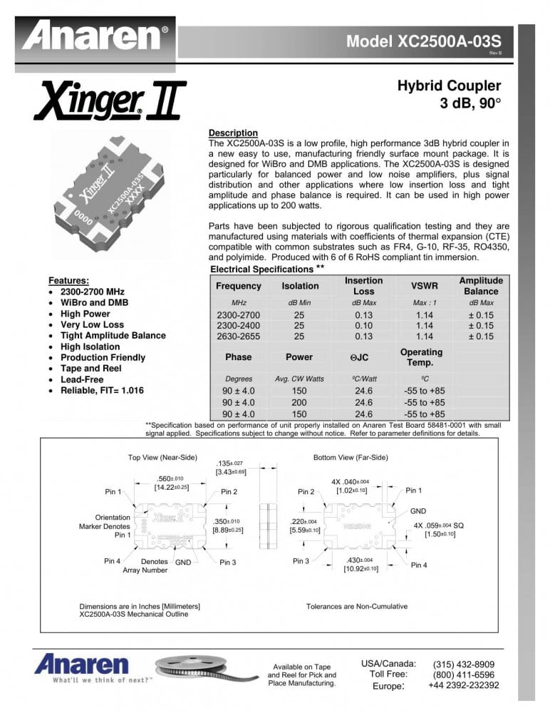 XC2500A-03S datasheet page 1