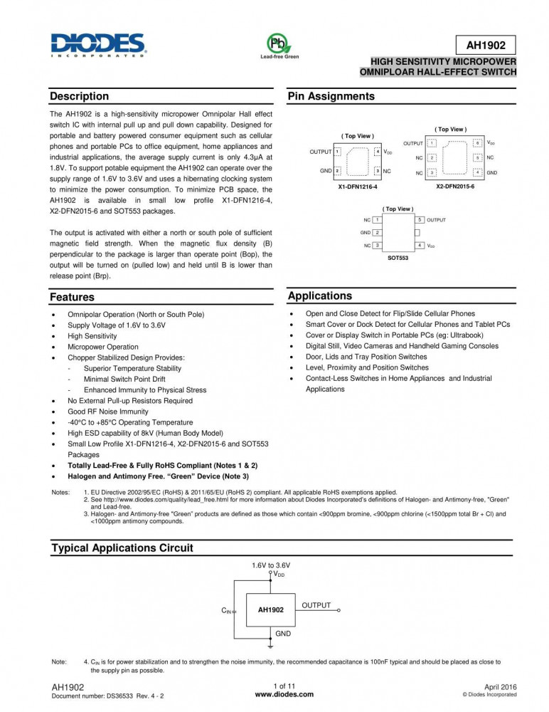 AH1902 technical document page 1