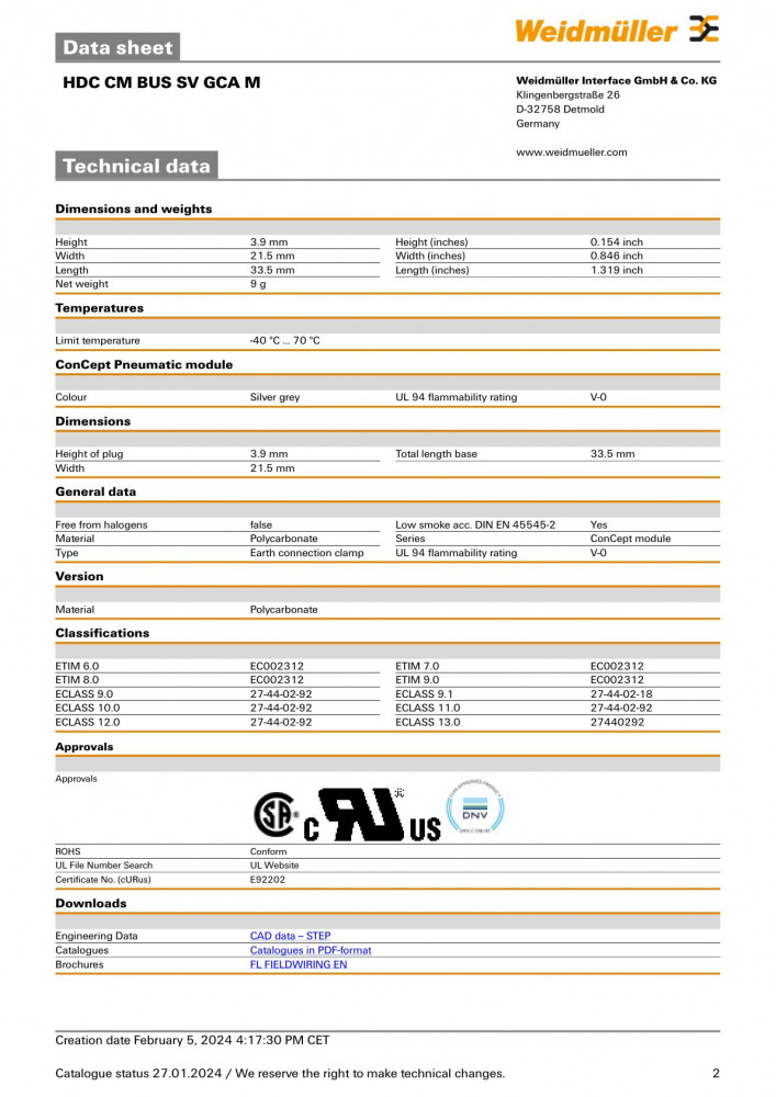 WEIDMULLER 1014080000 technical document page 2