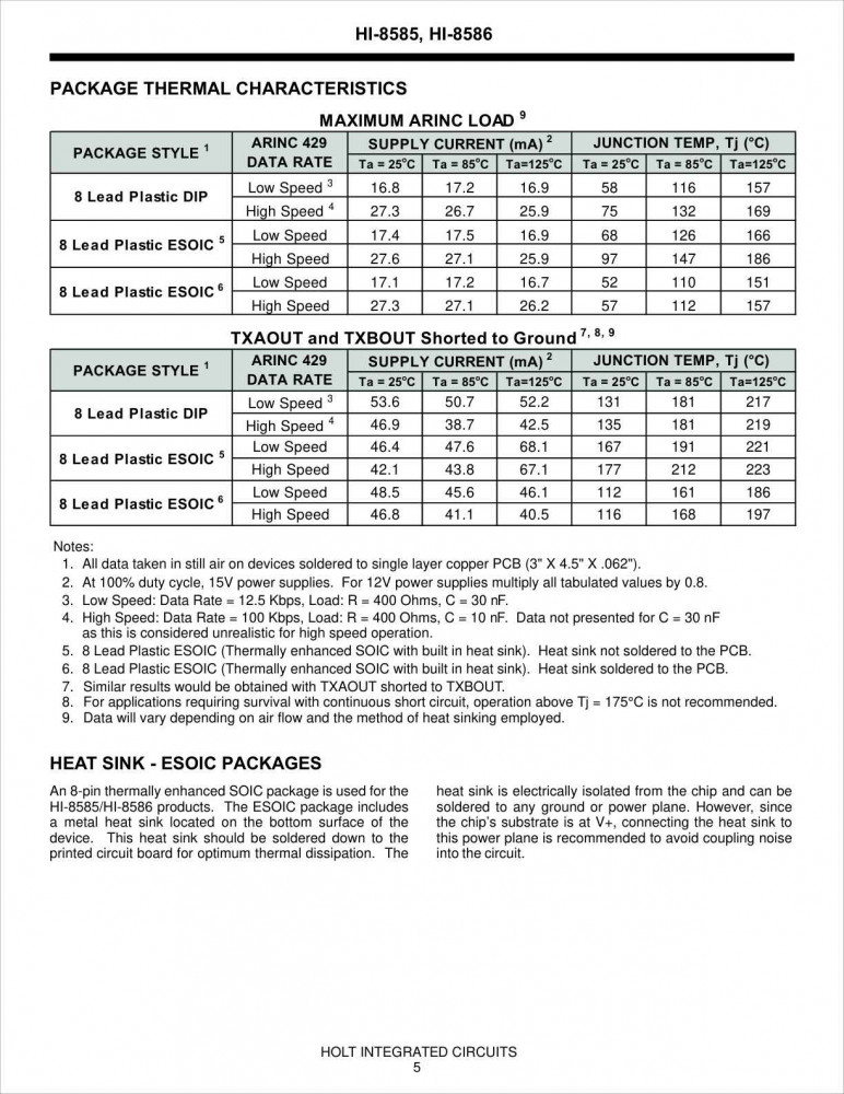 HI-8585 datasheet page 5