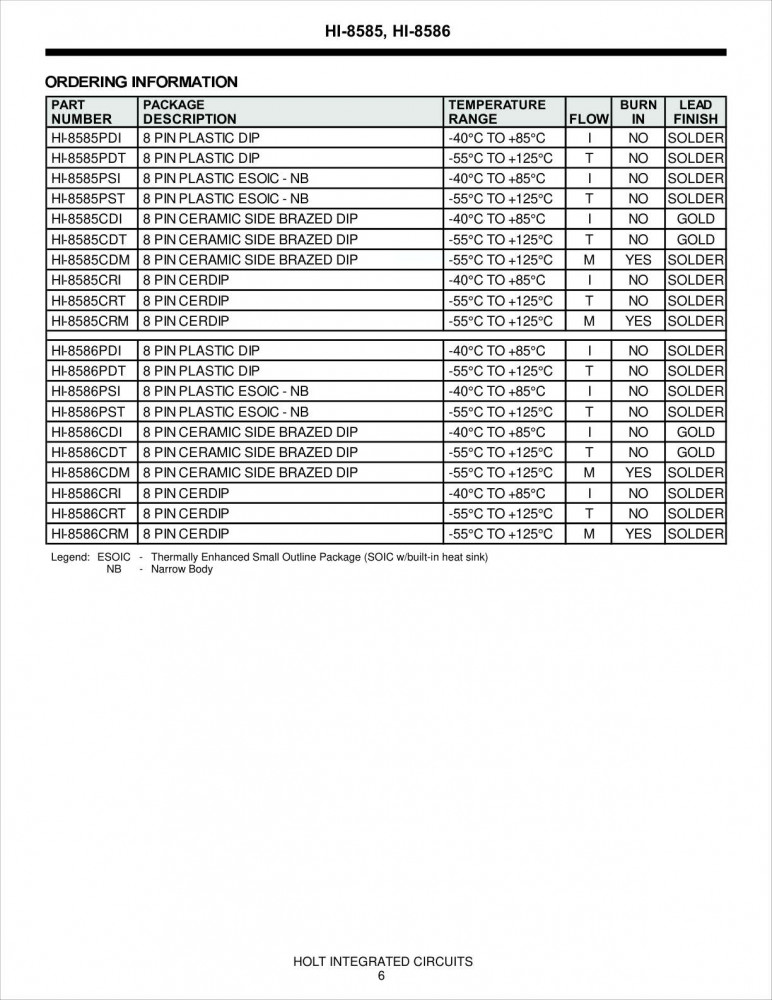 HI-8585 datasheet page 6