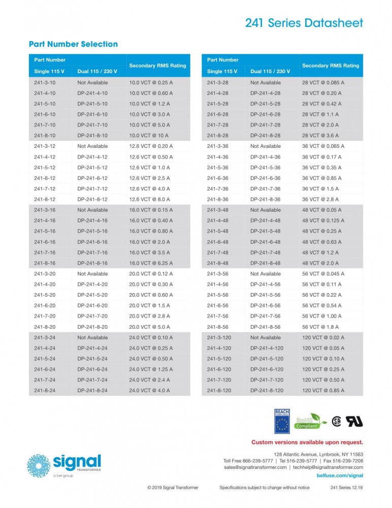 Bel Fuse 241 Series datasheet page 2