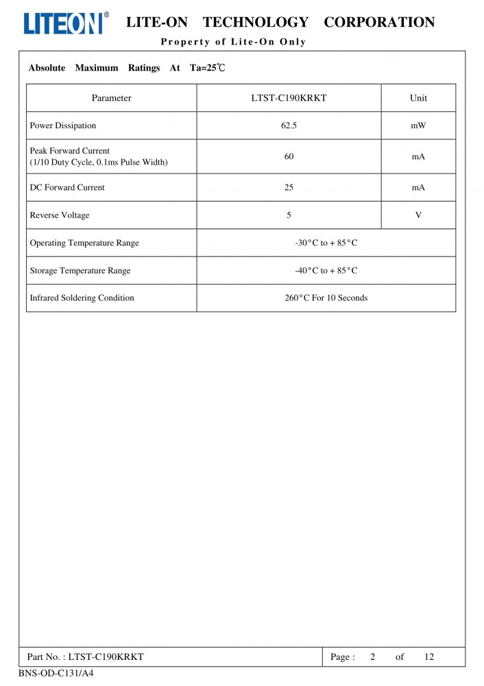 LTST-C190KRKT datasheet page 3