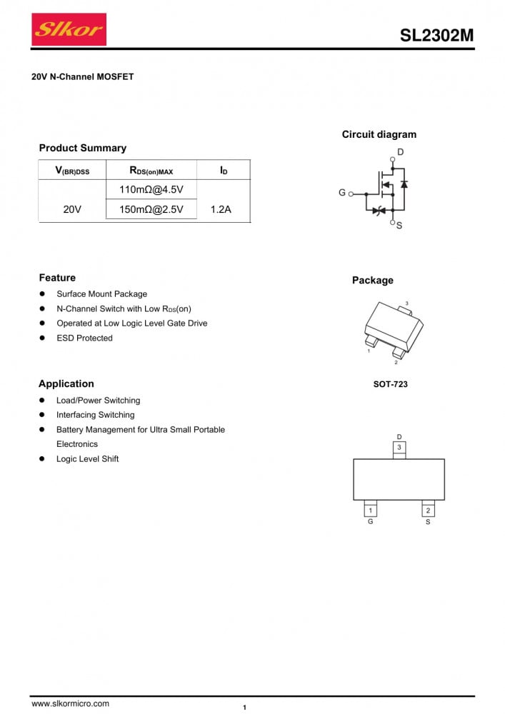 SL2302M datasheet page 1