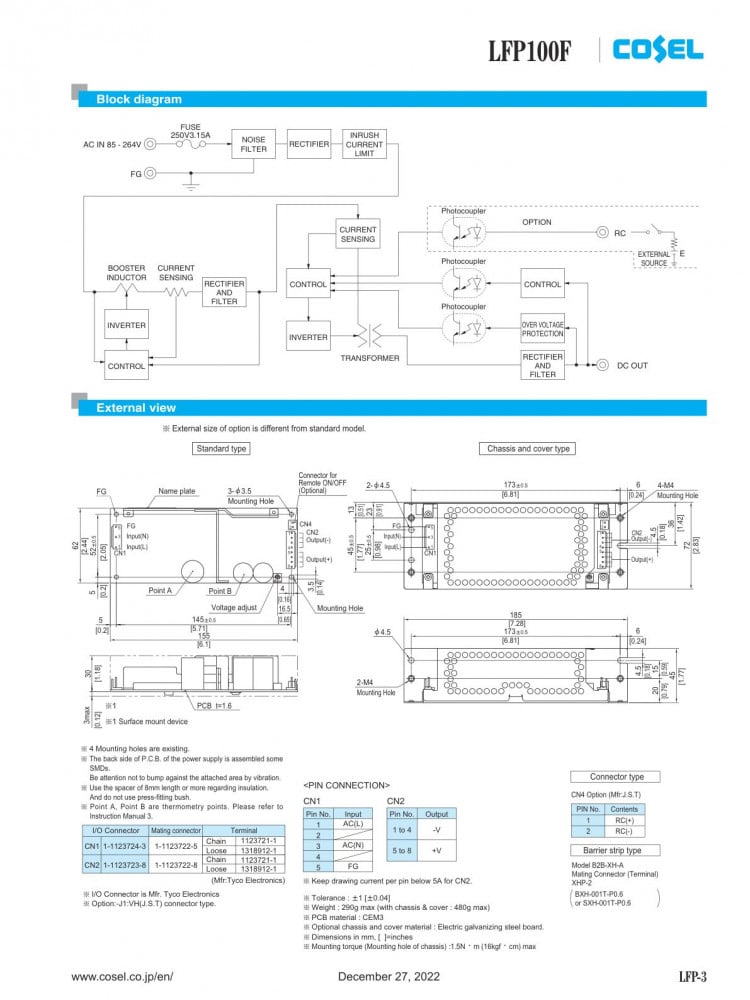 Cosel LFP series datasheet page 3