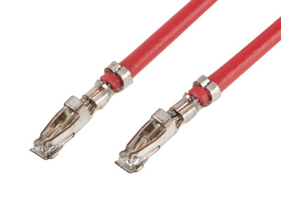 Pre-Crimped Lead Mizu-P25 Female-to-Mizu-P25 Female, Tin (Sn) Plating, 225.00mm Length, 0.50mm² Wire, Red
