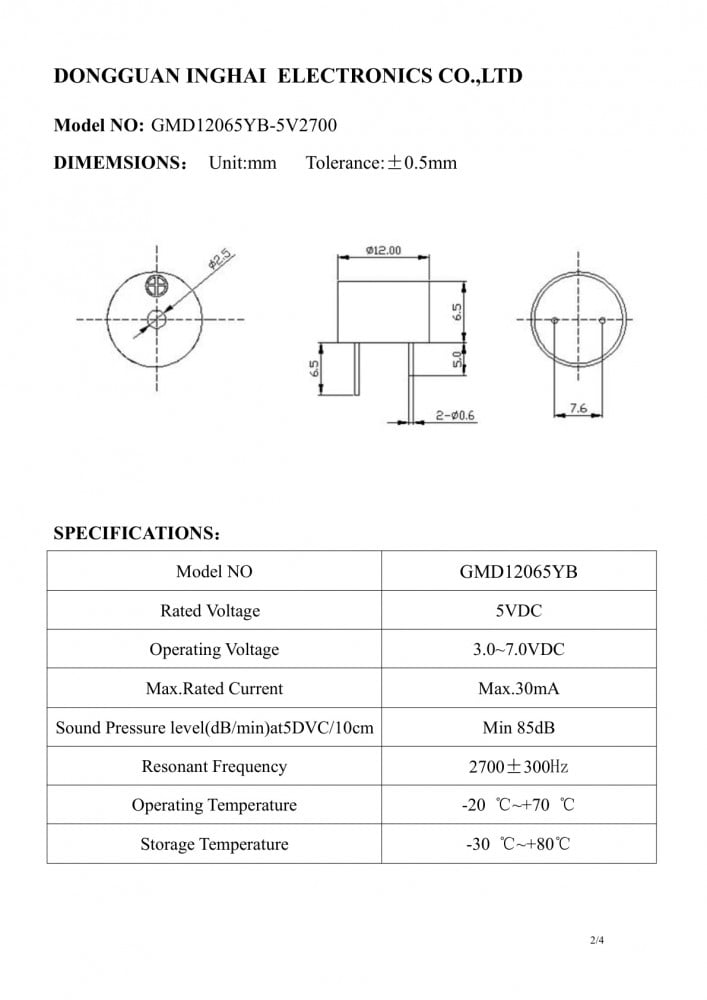 GMD12065YB-5V2700 specification page 2