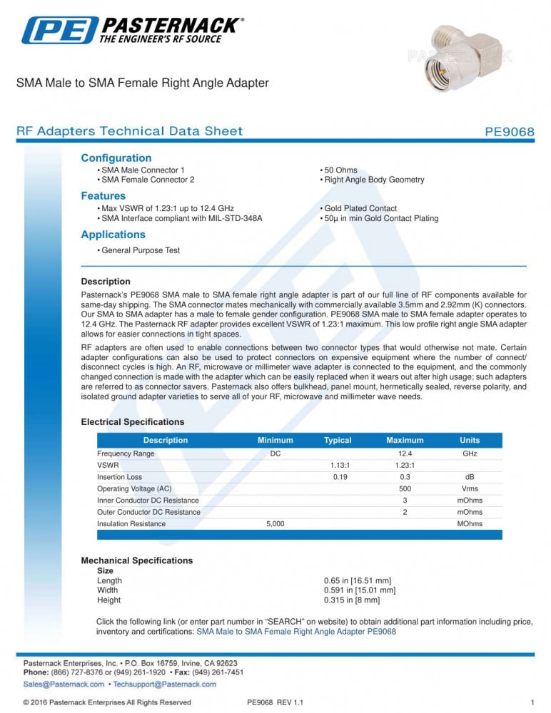 PE9068 technical document page 1