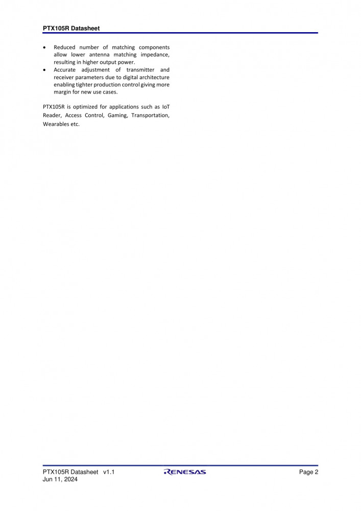 PTX105R technical document page 2