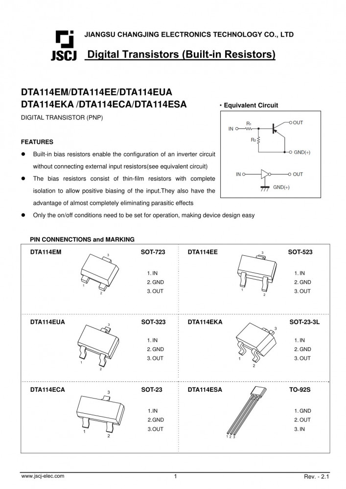 DTA114ECA datasheet page 1