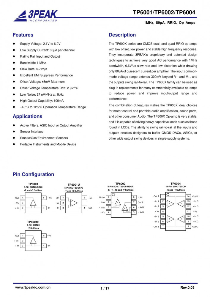 TP6002-VR datasheet page 1