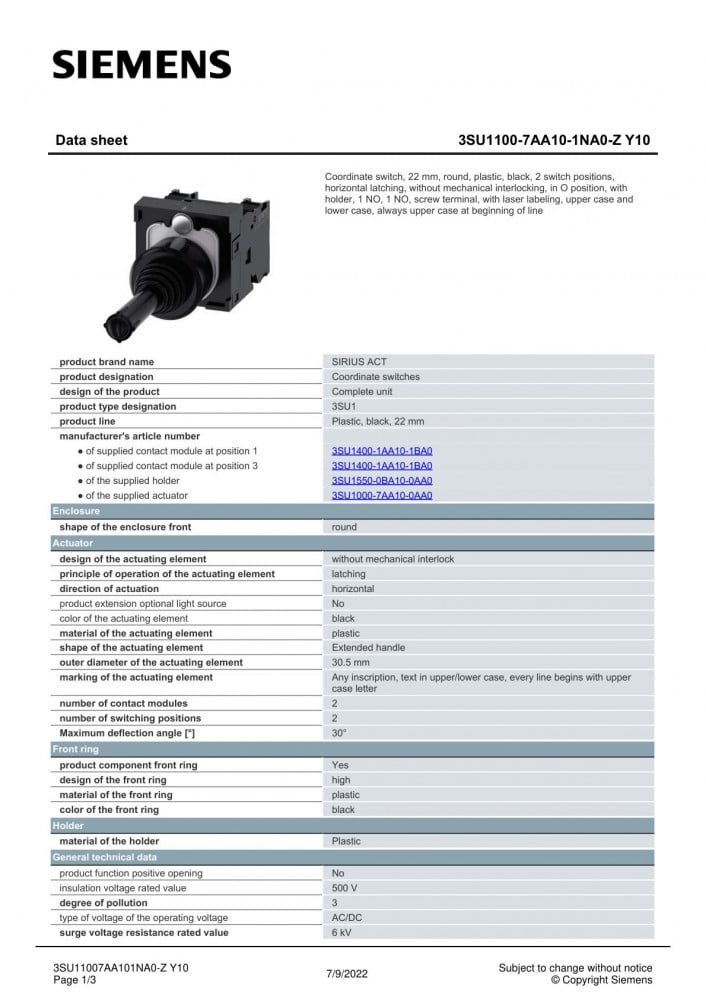 SIEMENS A6X30141696 technical document page 1