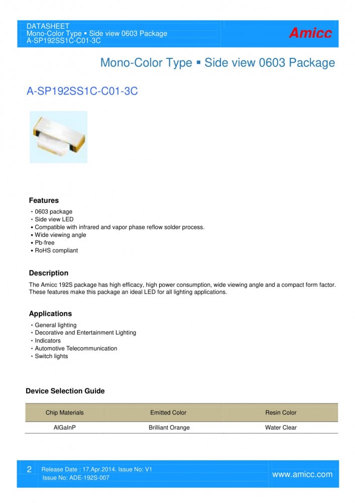 A-SP192SS1C-C01-3C datasheet page 2