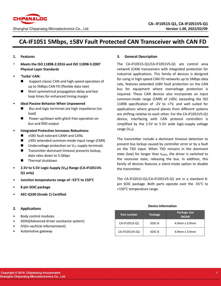 CA-IF1051VS-Q1 datasheet page 1