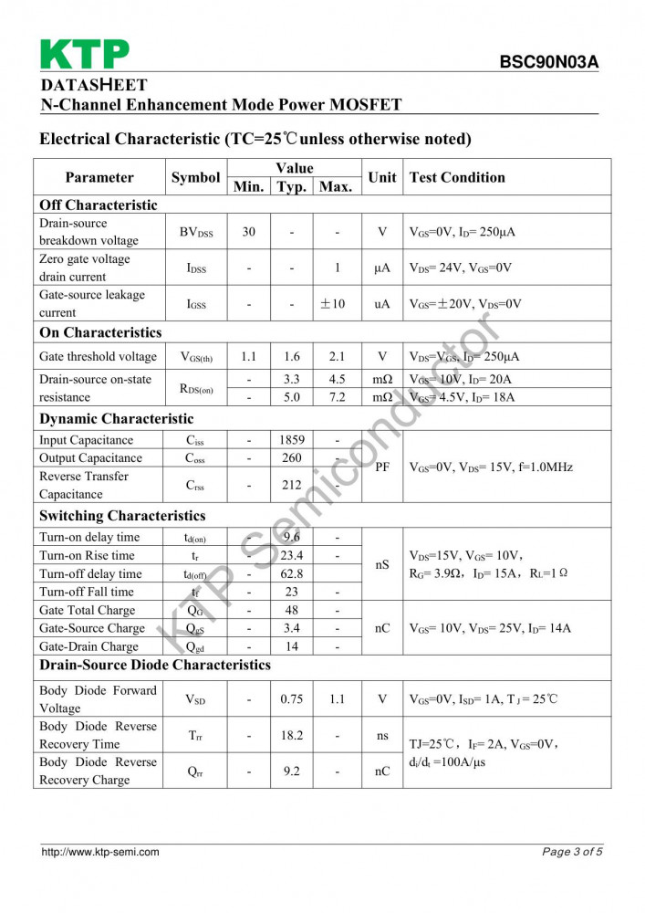 BSC90N03A datasheet page 3