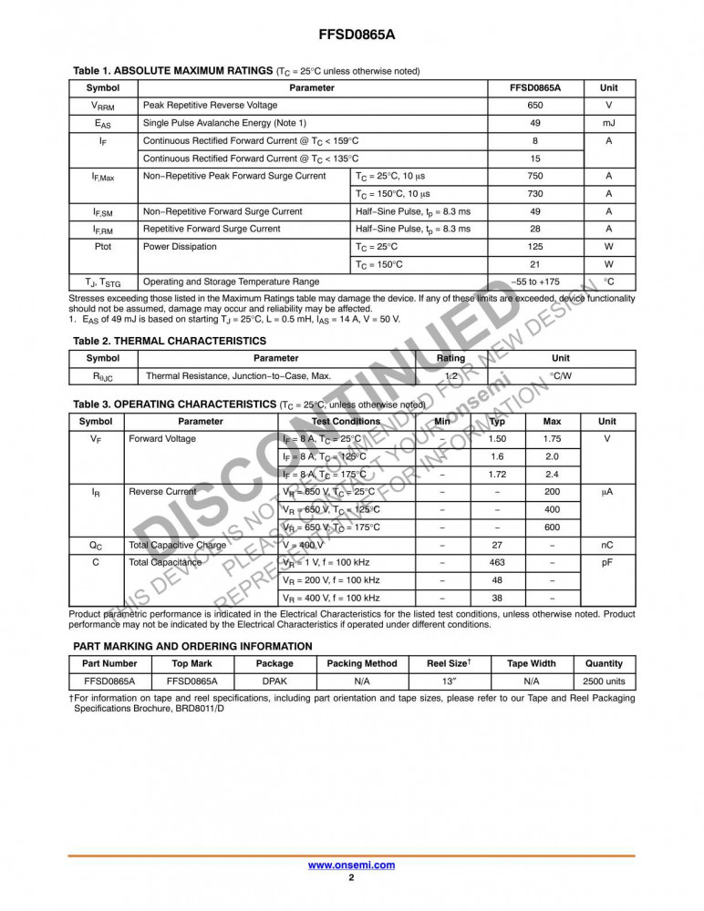 FFSD0865A datasheet page 2