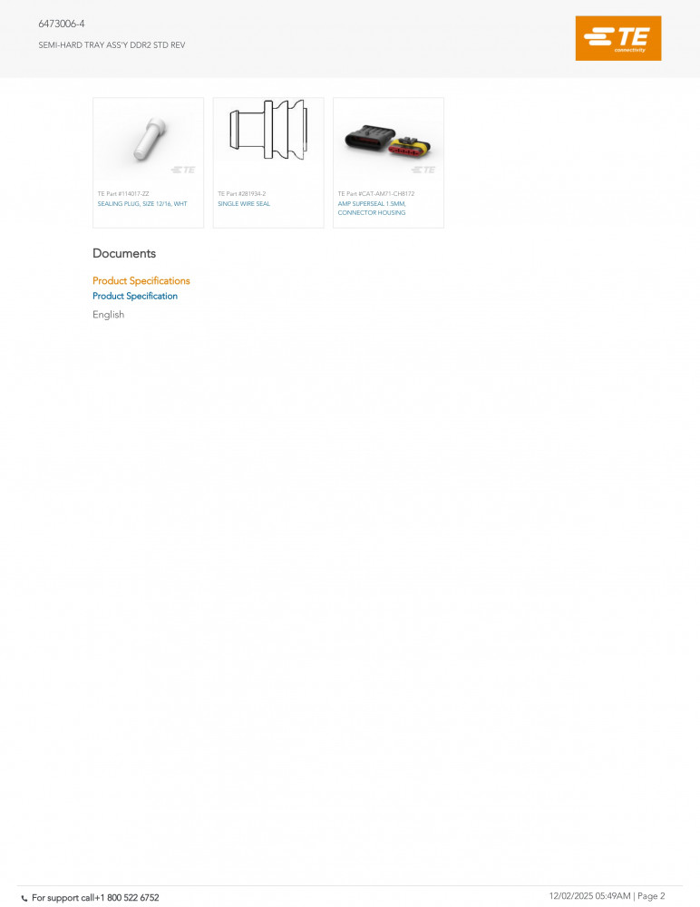 Technical document page 2 for product reference