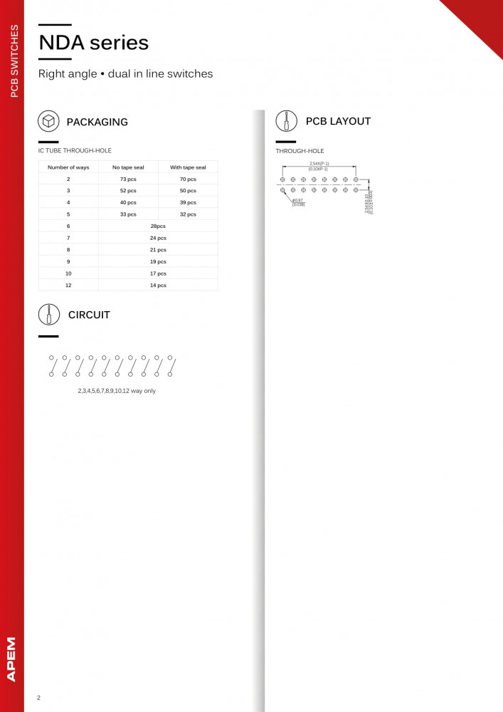 APEM NDA series technical document page 2