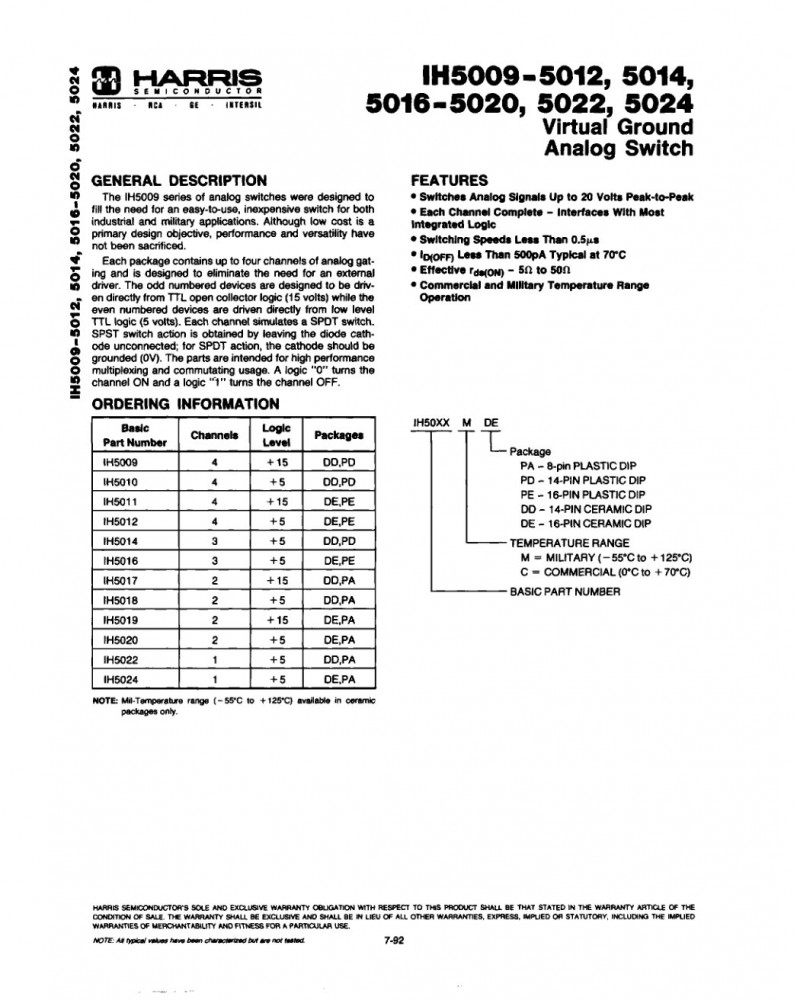 IH5012CDE datasheet page 2
