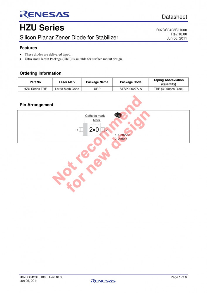 RENESAS HZU series document page 1