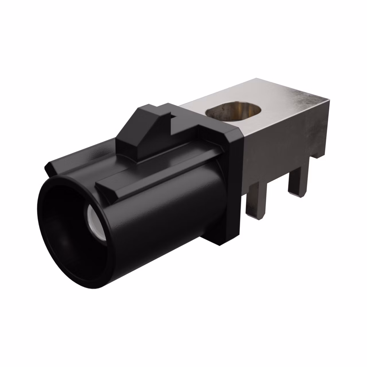 FAKRA Jack, Right-Angle, PCB Receptacle, Through Hole, Die Cast Body, Tin (Sn) Plated, Pin in Paste, Keying Code A, Black, Tray, 50 Ohms for sale