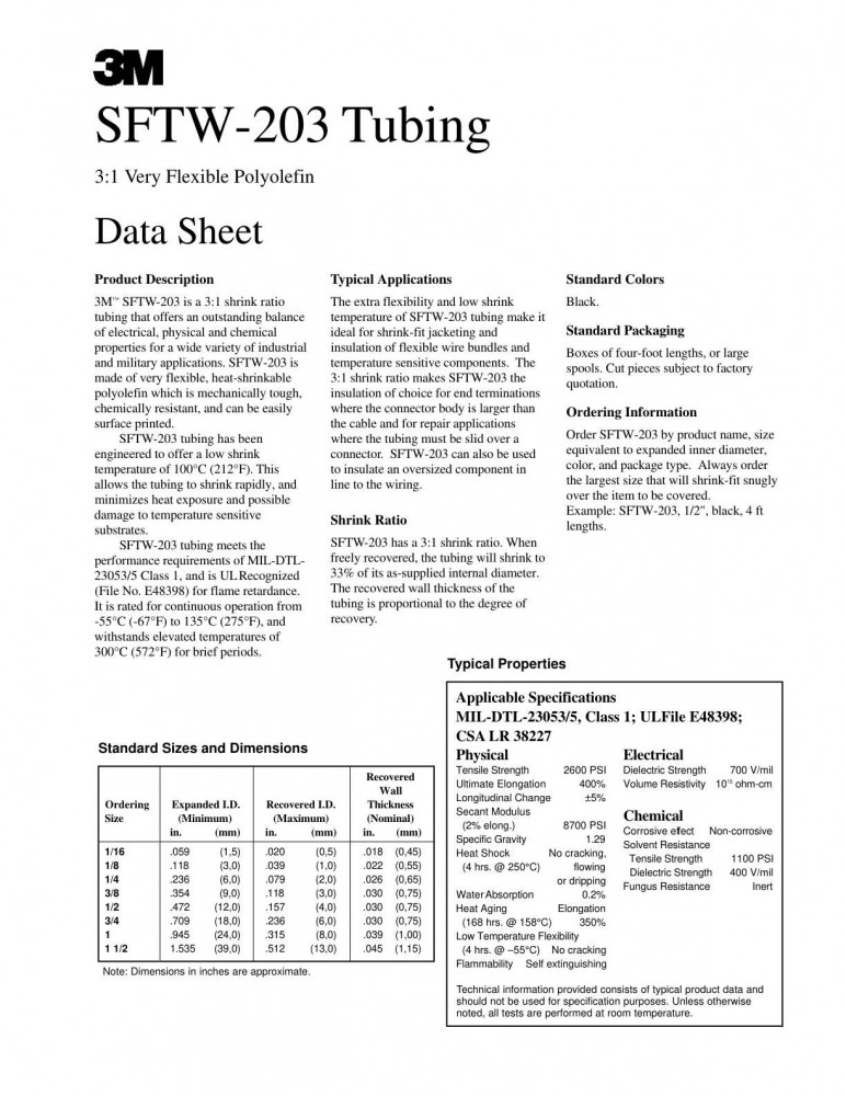 3M SFTW-203 technical document page 1