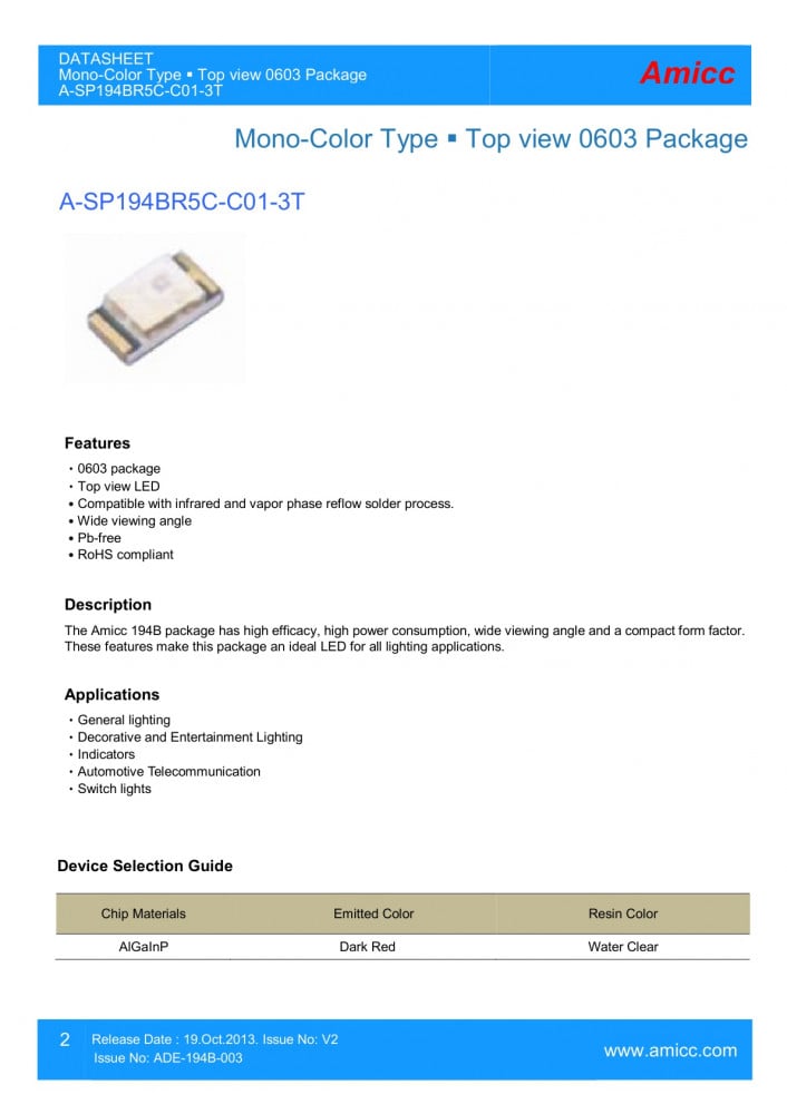 A-SP194BR5C-C01-3T datasheet page 2