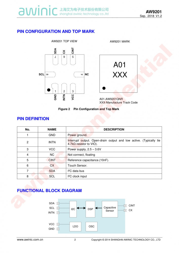 AW9201QNR datasheet page 2