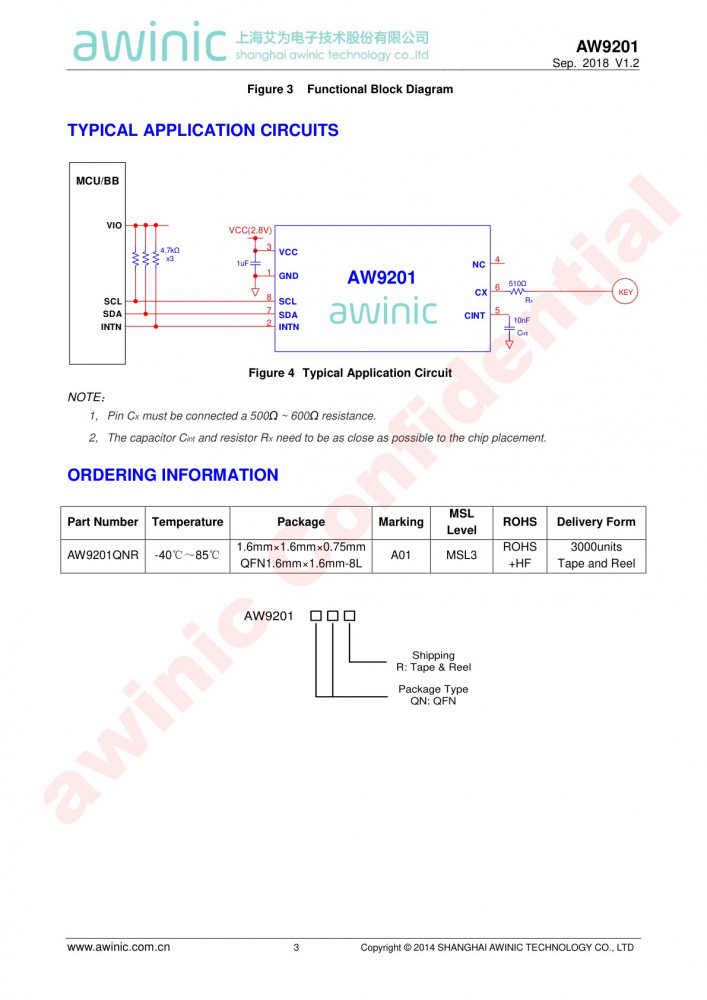 AW9201QNR datasheet page 3