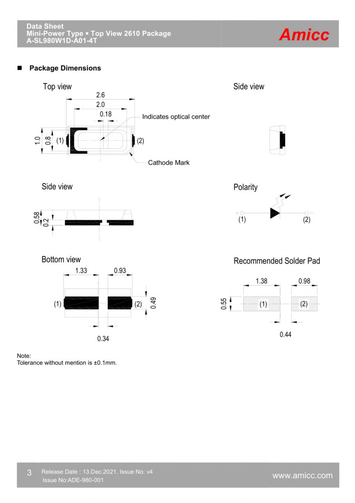 A-SL980W1D-A01-4T datasheet page 3