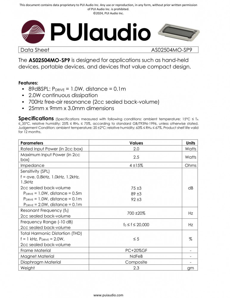 AS02504MO-SP9 datasheet page 1