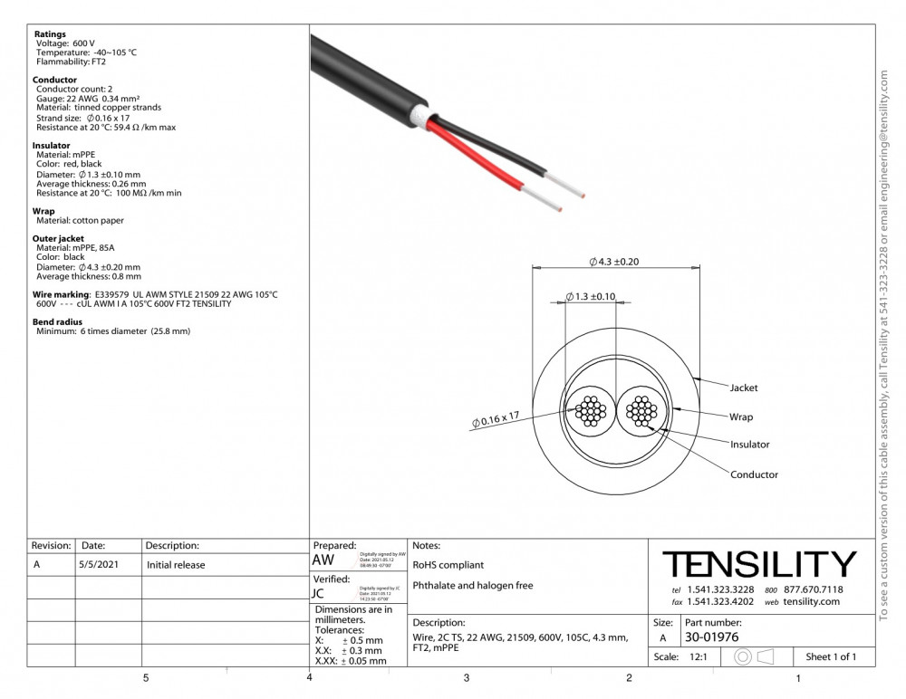 Tensility International 30-01976 cable drawing