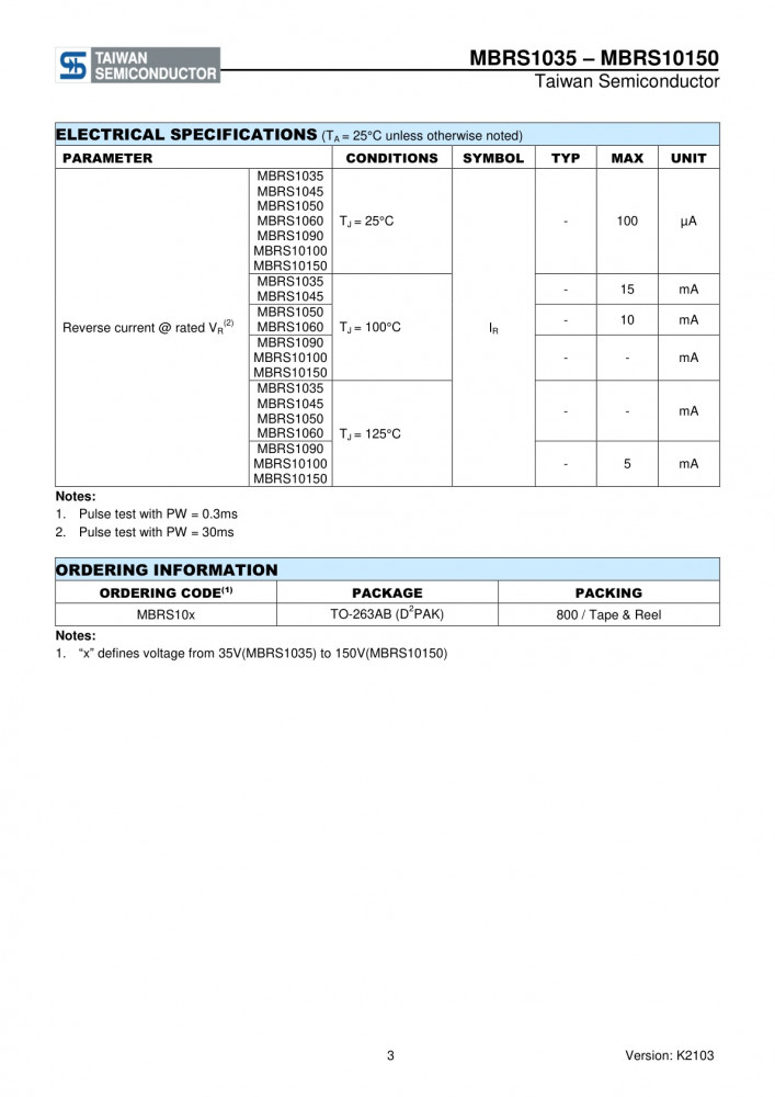 MBRS1090 datasheet page 3