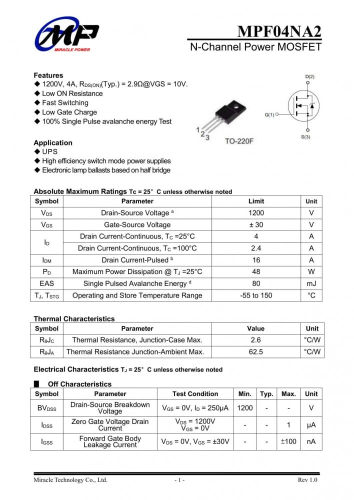 MPF04NA2 datasheet page 1