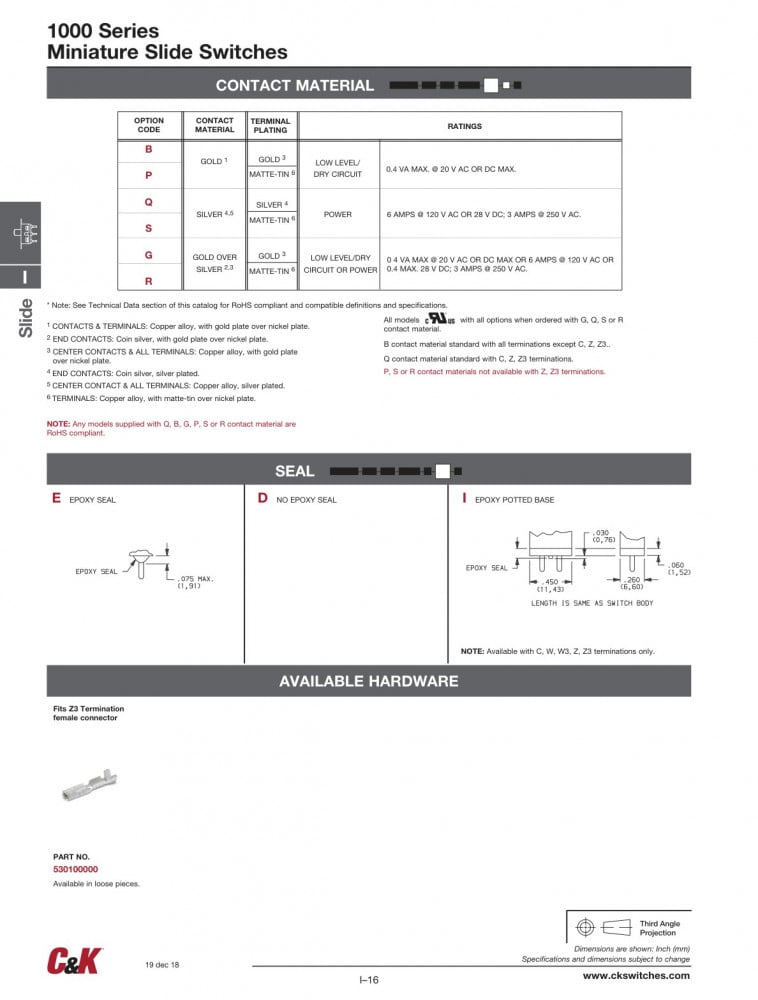 C&K 1101 Series datasheet page 6