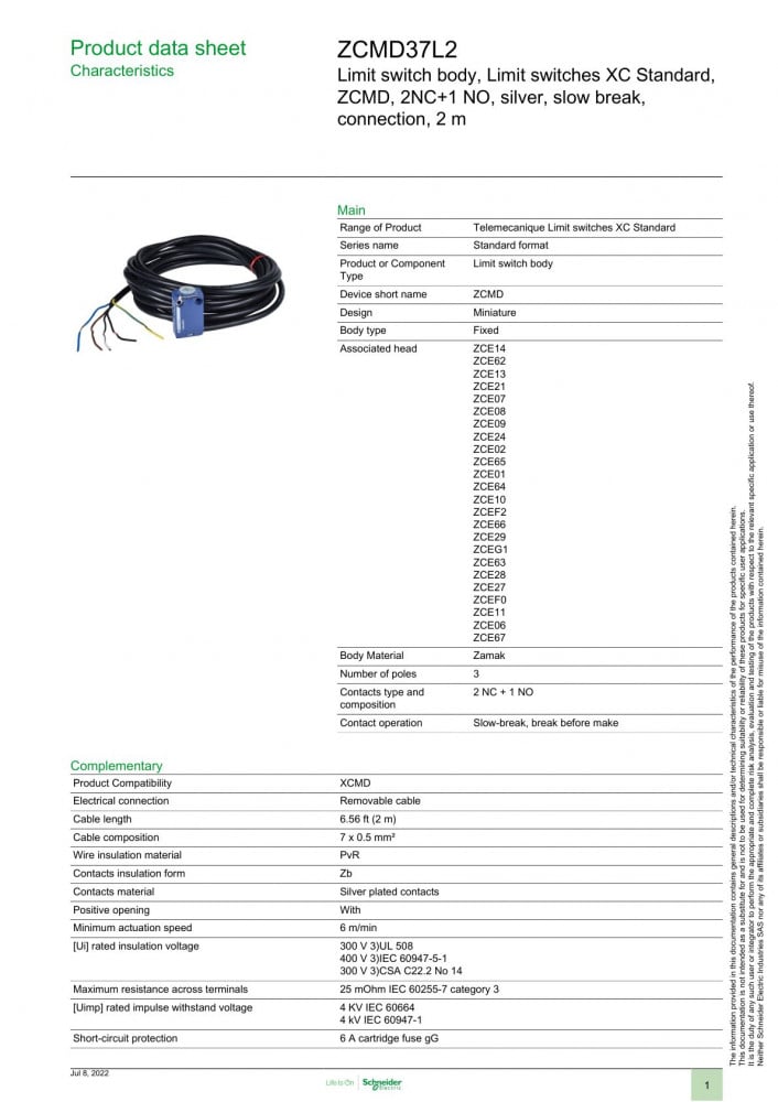 ZCMD37L2 technical document page 1