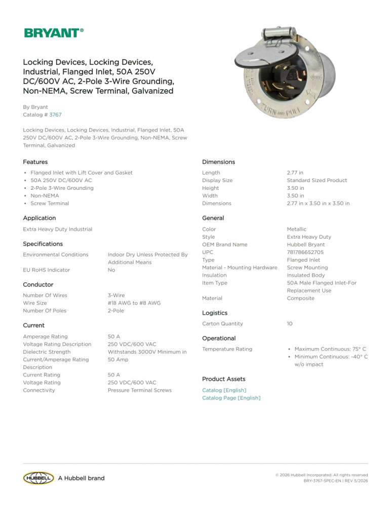 Product documentation page for catalog 3767
