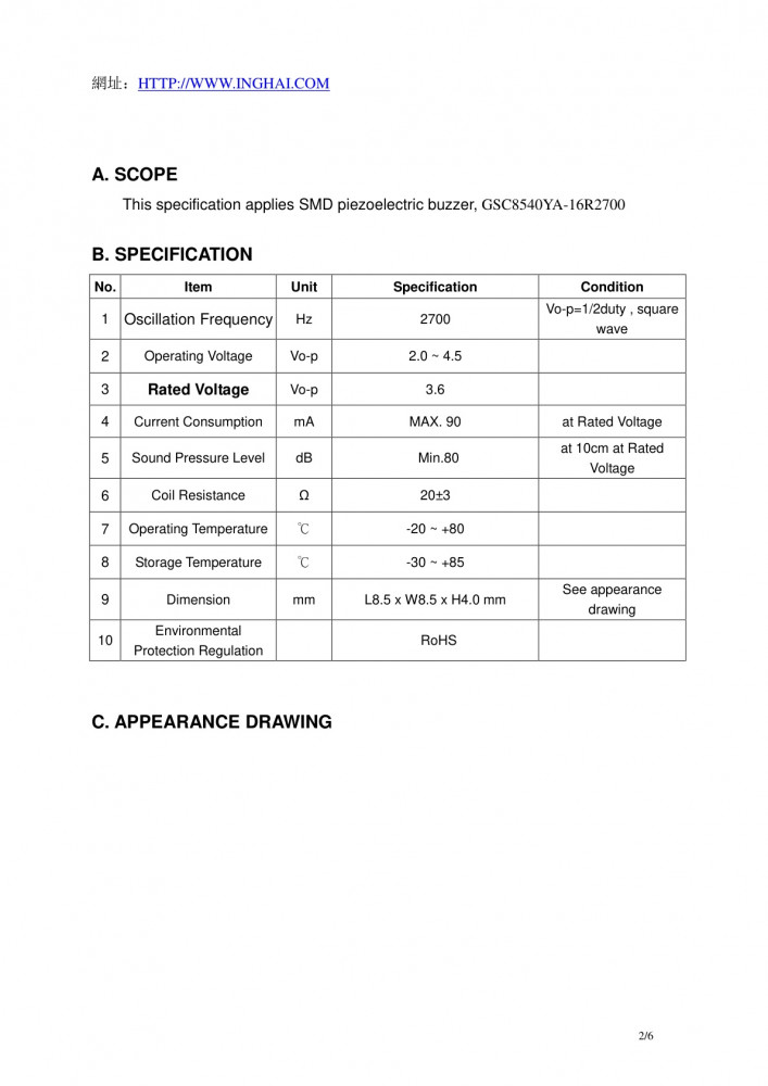 GSC8540YA-16R2700 specification page 2