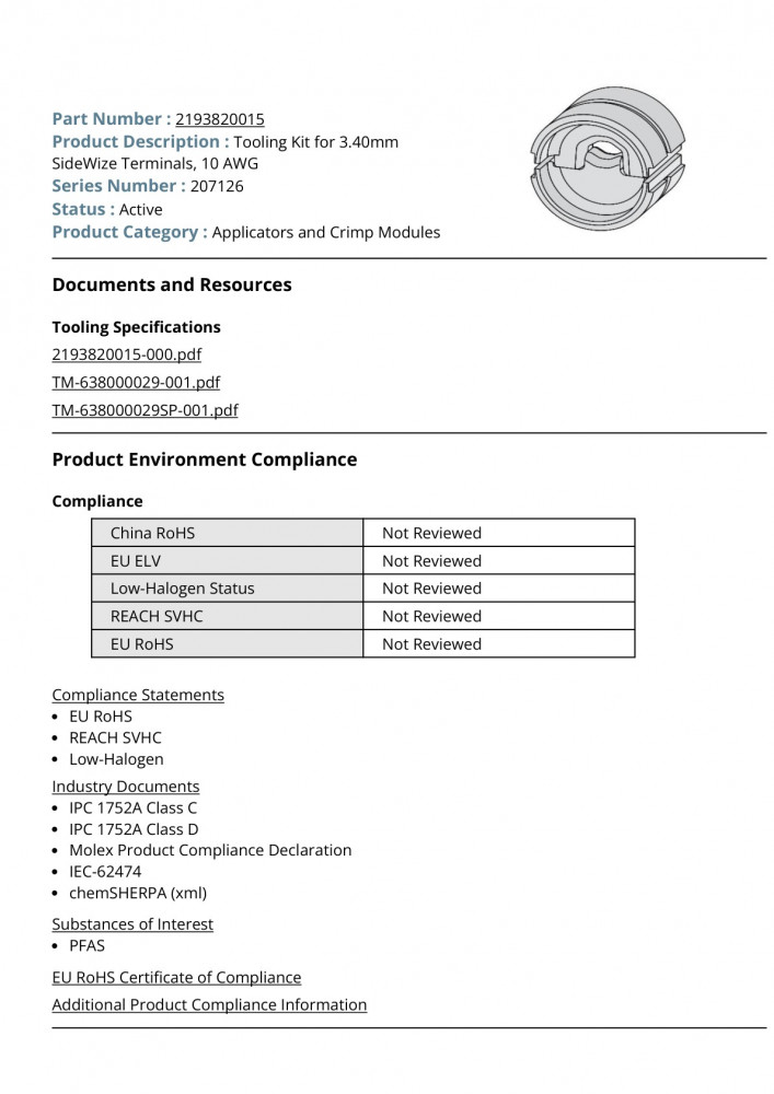 Tooling document preview, page 1