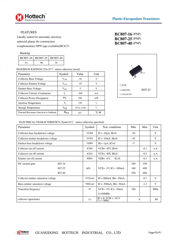 BC807-25 technical document page 1