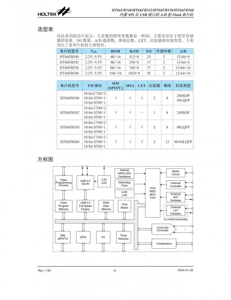 HT66FB550 datasheet page 8