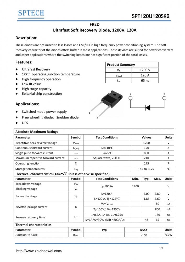SPT120U120SK2 datasheet page 1