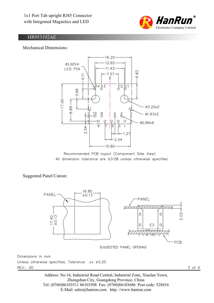 HR953192AE technical document page 3