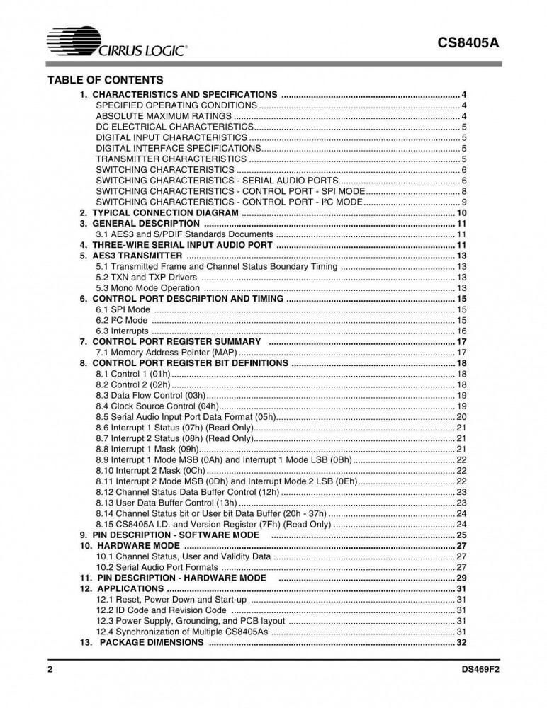 CS8405A-CS datasheet page 2